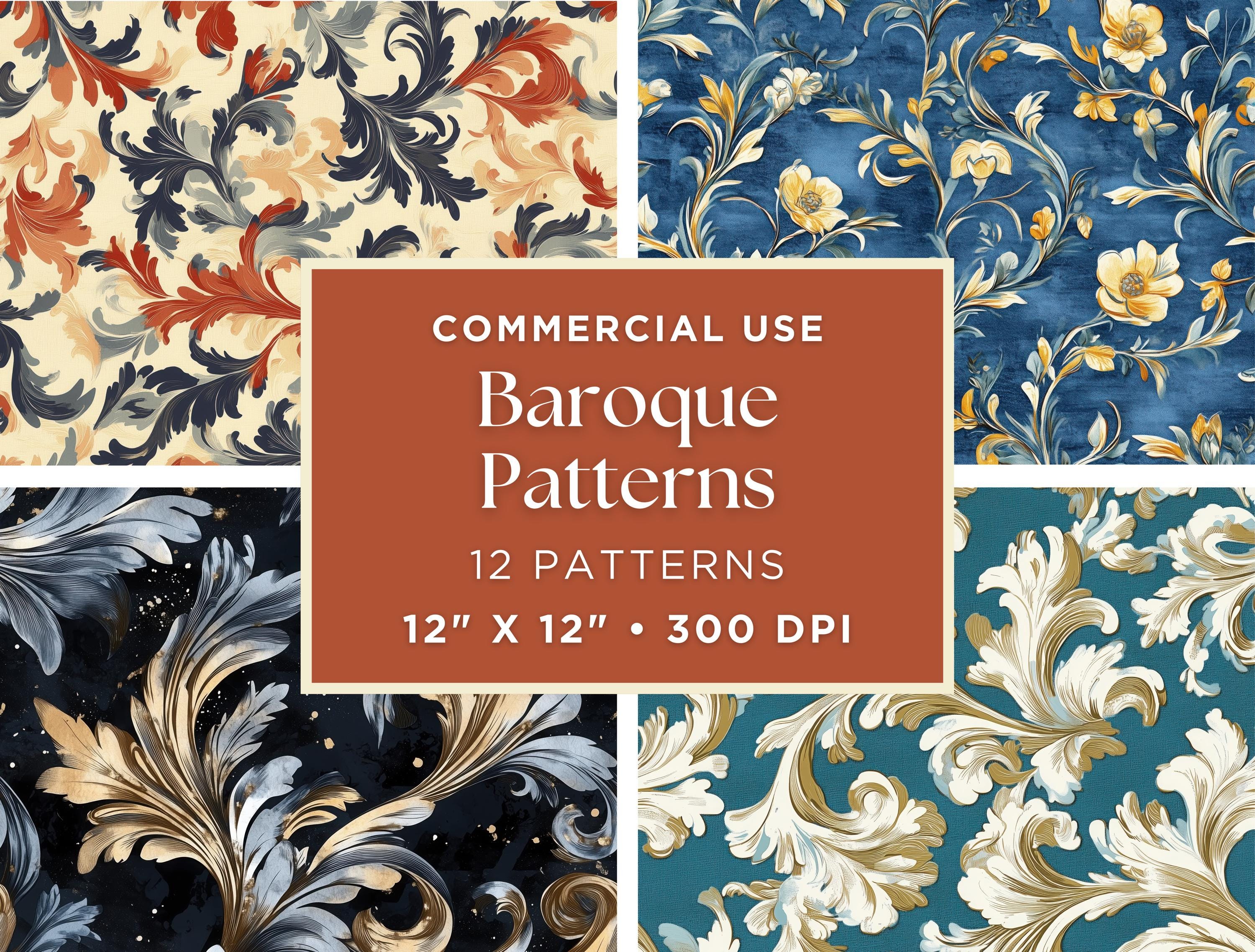 Seamless Printable Baroque Papers | Commercial Use | Seamless Patterns ...