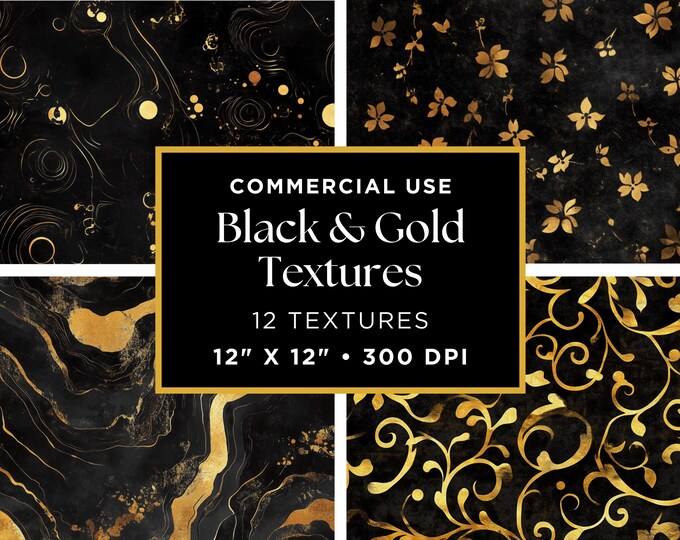 Glitz Glamour Digital Paper | Black Gold Texture Papers | Paper Pack ...