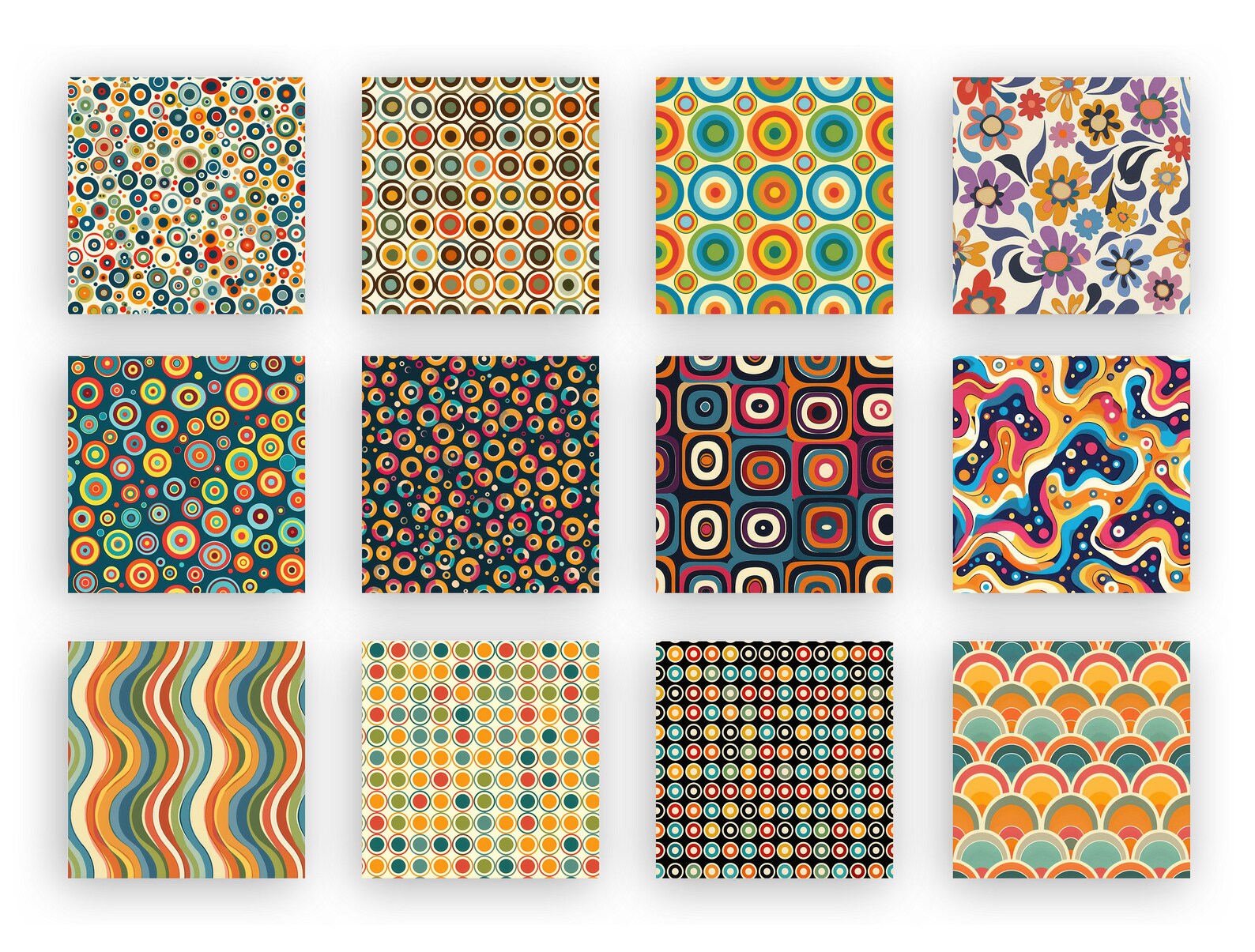 Retro Groovy Digital Papers | Retro Patterns | Commercial Use ...