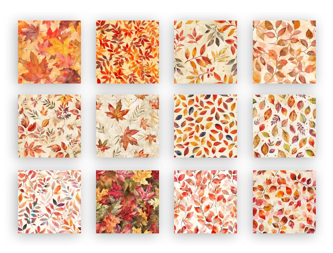 September Digital Papers | Watercolor Autumn Leaves Digital Paper Pack ...