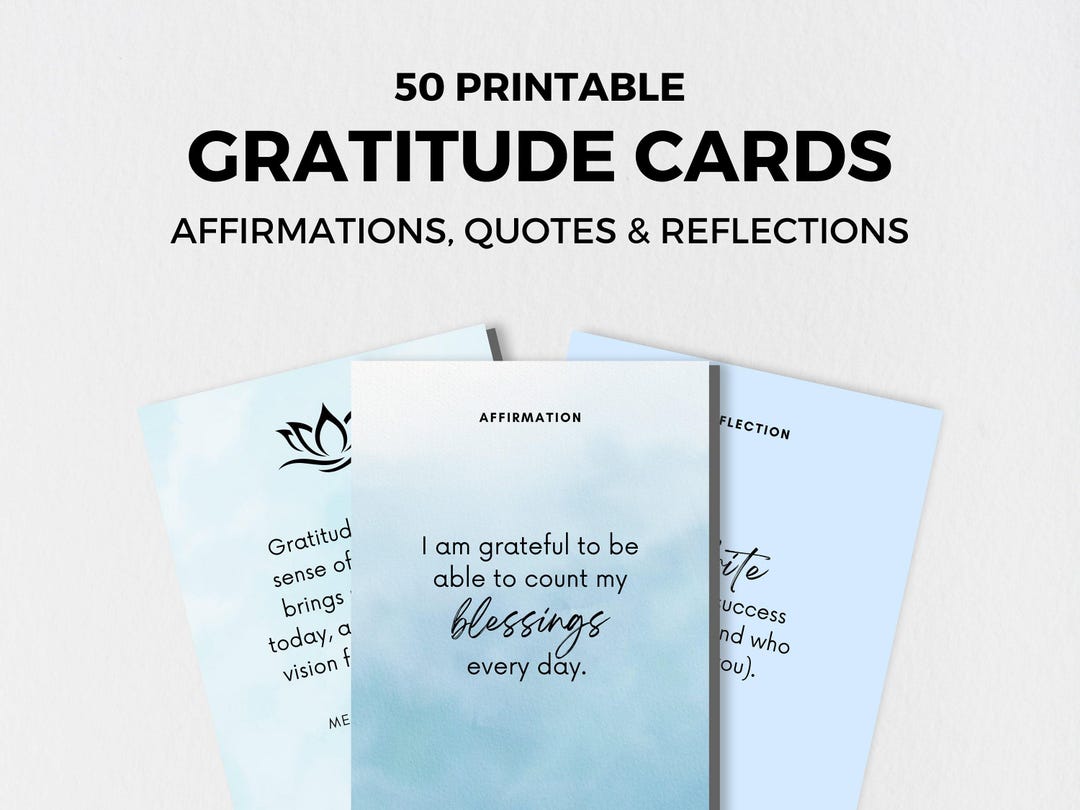 Daily Gratitude Cards Printable | Affirmation Cards Digital Download ...