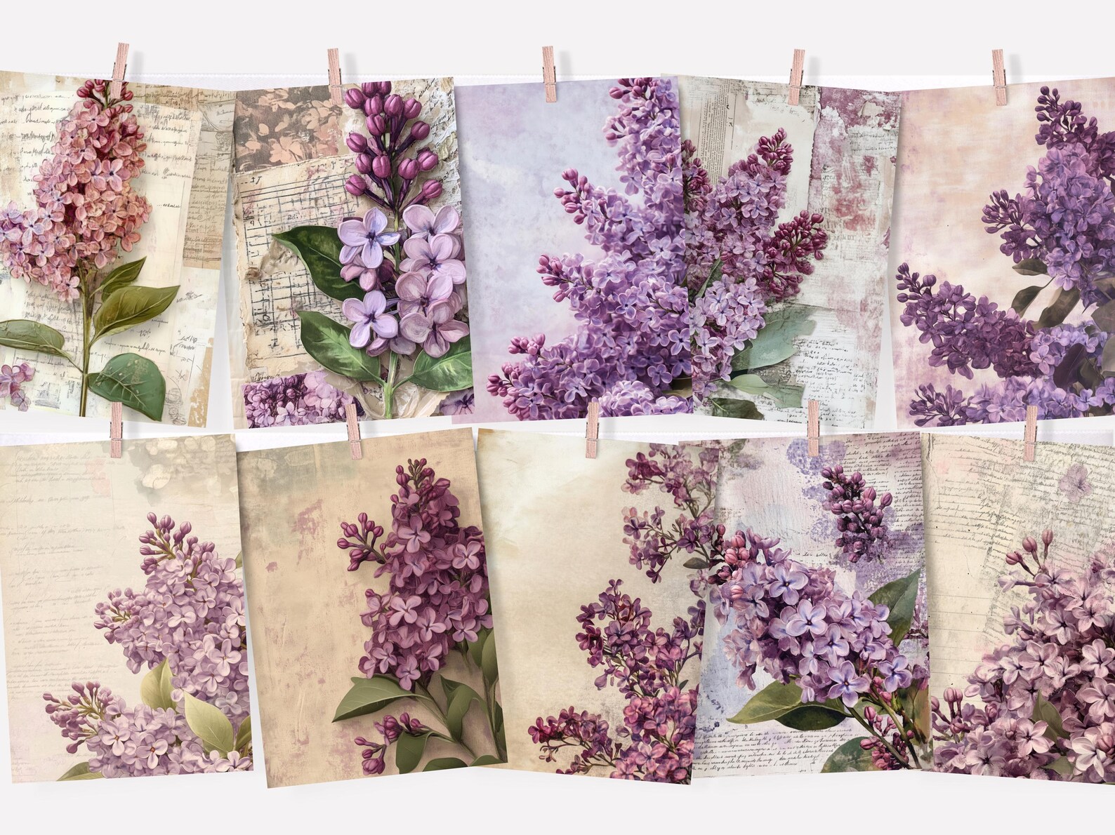 Lilac Junk Journal Pages | Lilac Junk Journal Kit | Lilac Junk Journal ...