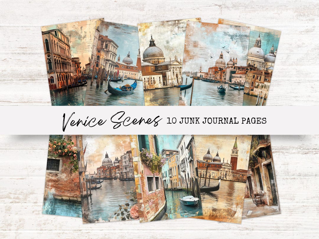 Digital Scrapbook Paper Venice, Printable Vintage Ephemera, Digital ...