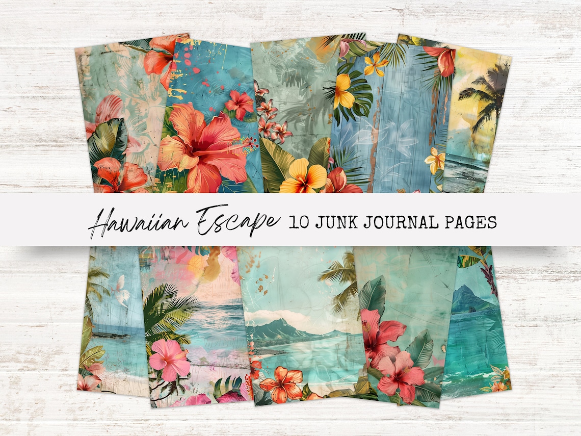 Hawaii Junk Journal, Tropical Printable Kit, Beach Ephemera, Vacation ...