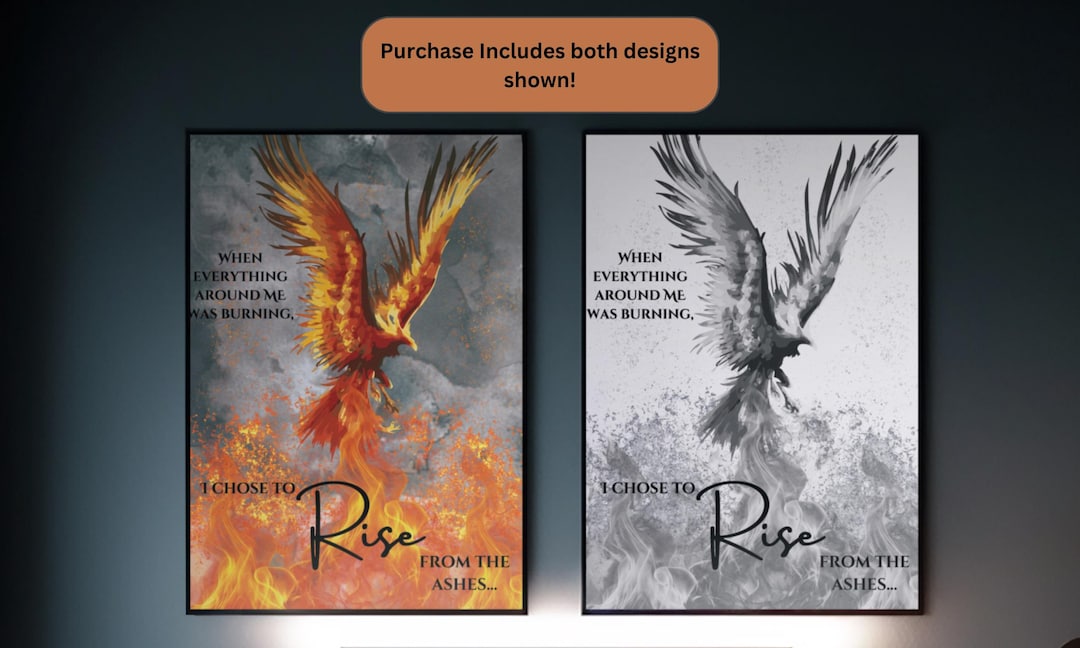 Phoenix Wall Art, Rise From the Ashes- 2 Digital Downloads, Printable ...