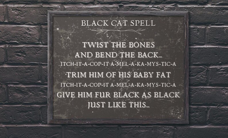 Black Cat Spell, Halloween Art, Wall Art, Digital Print, Instant ...