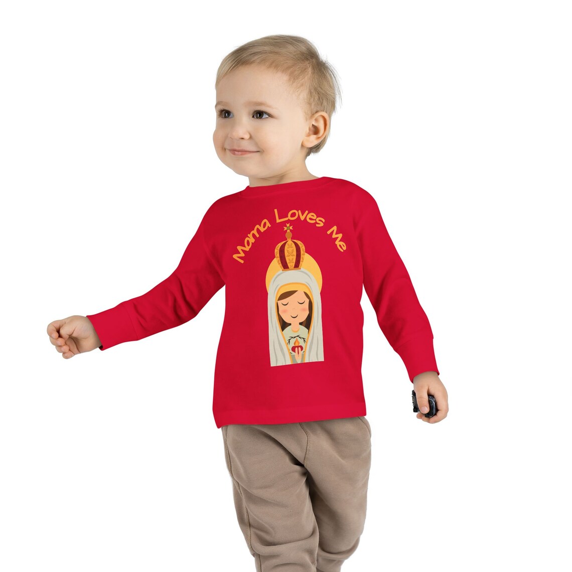 Mama Loves Me Our Lady of Fatima, Boy & Girl Toddler Long Sleeve T ...
