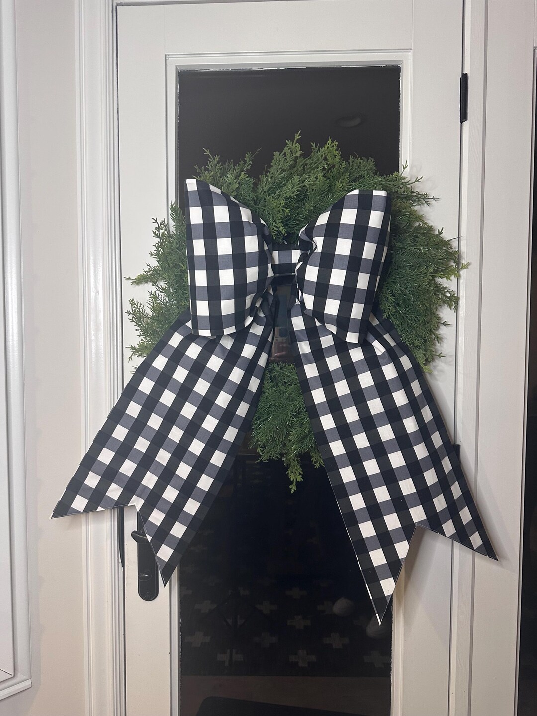 Black and White Buffalo Check Fabric Bows for Doors, Wreath, Trees and ...
