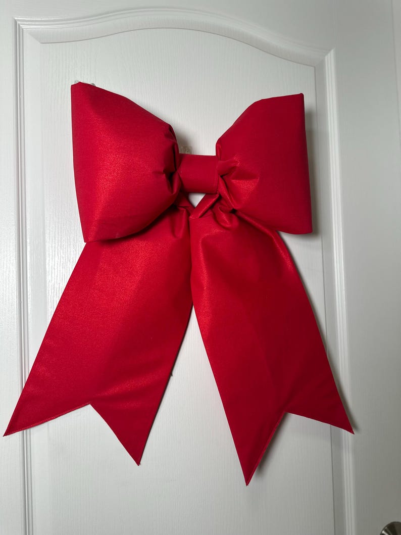 Shimmer Red Fabric Bow: Handmade Wreath, Door & Gift Decor - Etsy