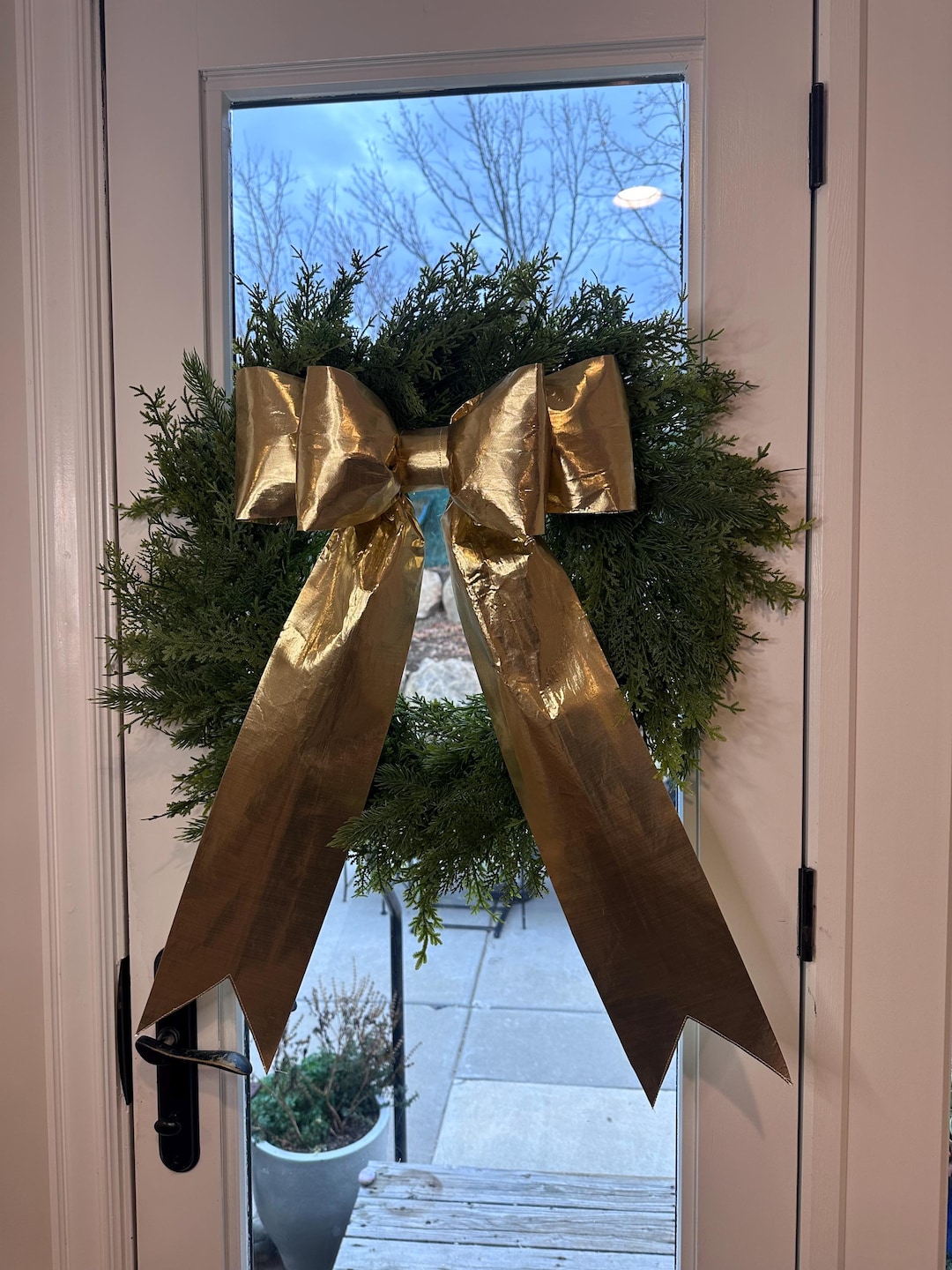 Double Top Bow or Grand Bow for Doors and Decor in Gold Foil Fabric - Etsy