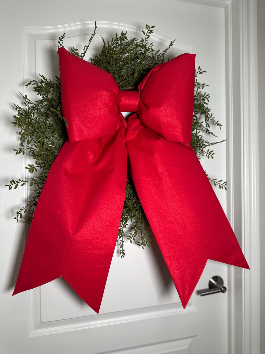 Shimmer Red Fabric Bow: Handmade Wreath, Door & Gift Decor - Etsy