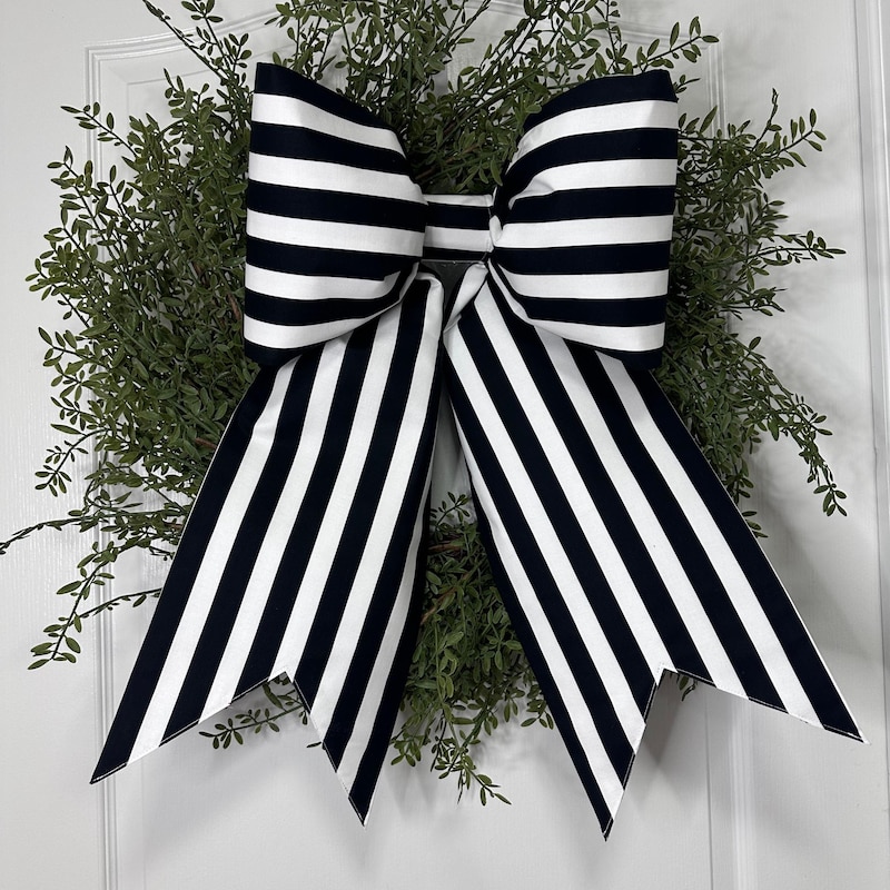 Large Black Stripe Bow - Etsy