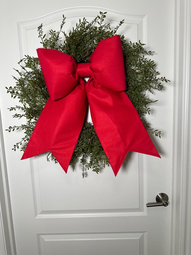 Shimmer Red Fabric Bow: Handmade Wreath, Door & Gift Decor - Etsy