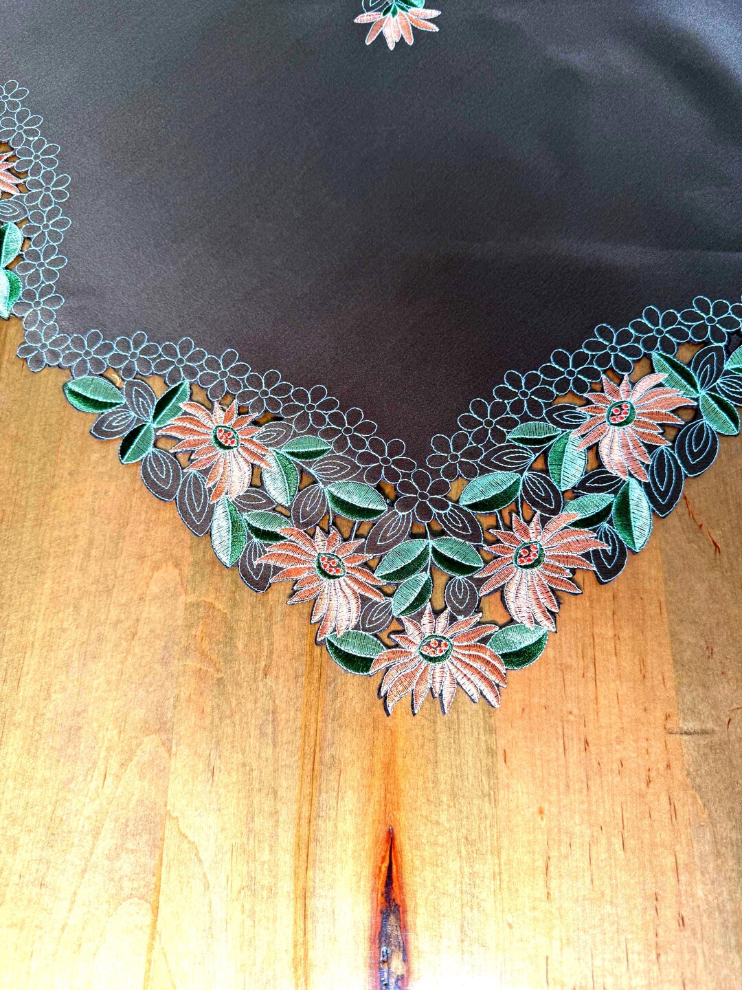 Embroidered Sunflower Table Runner: Brown Linen Fall Decor - Etsy