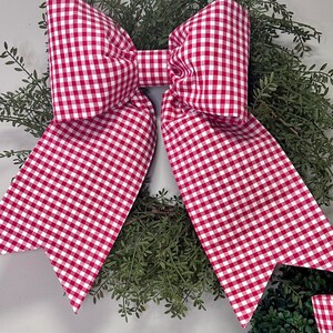 Red Gingham Fabric Bow for Wreaths, Doors and Decor. Additional Size ...