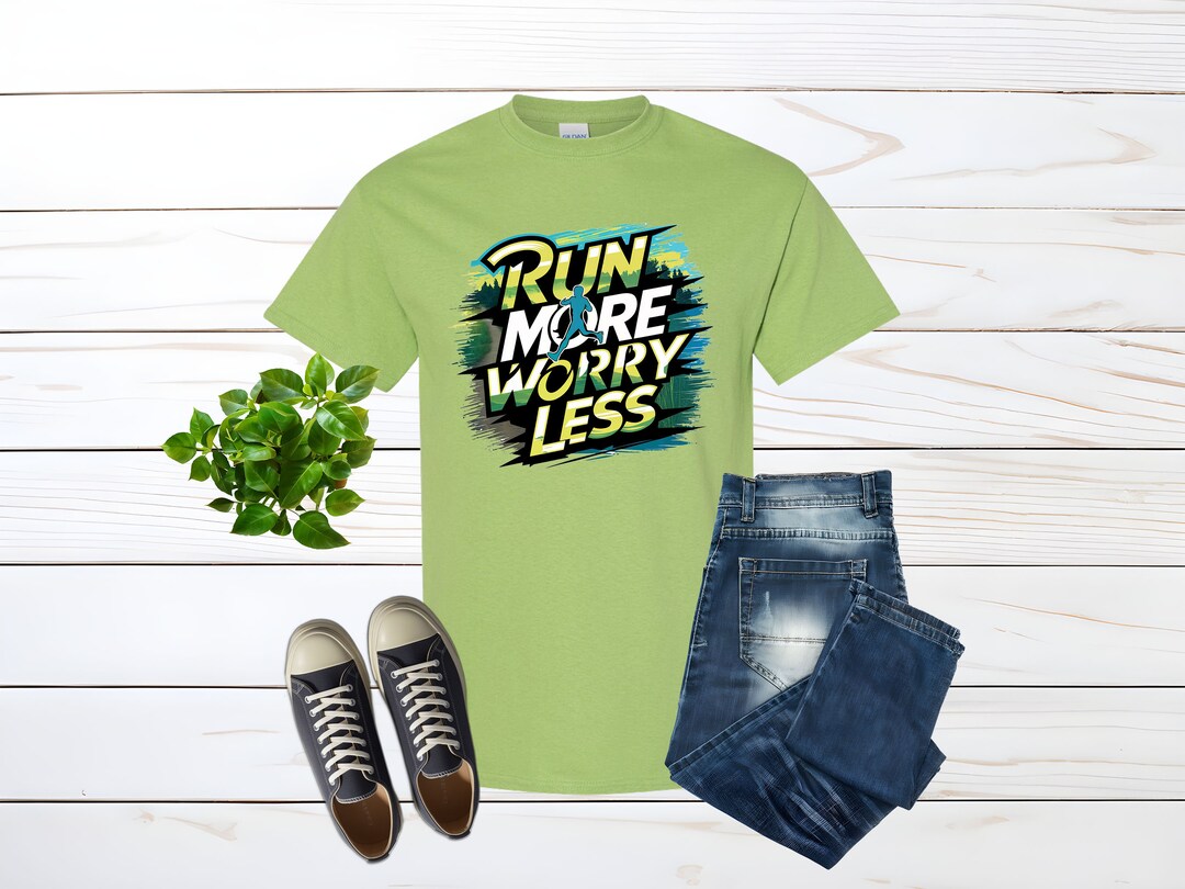 Run More Worry Less T-shirt Motivational Running Tee Inspirational ...