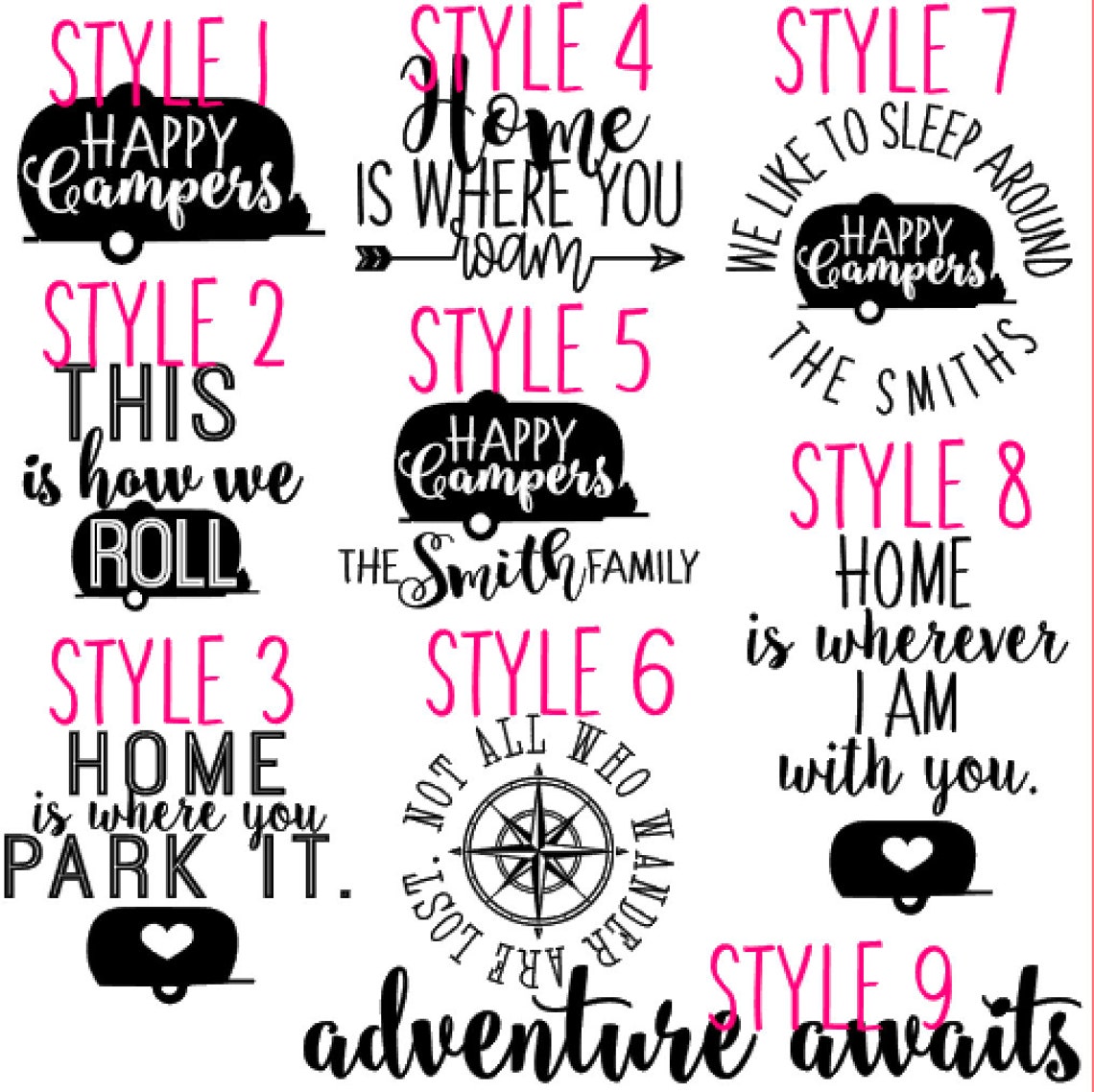 Camping Inspired Decals for RV Windows Walls Motorhome 5th - Etsy