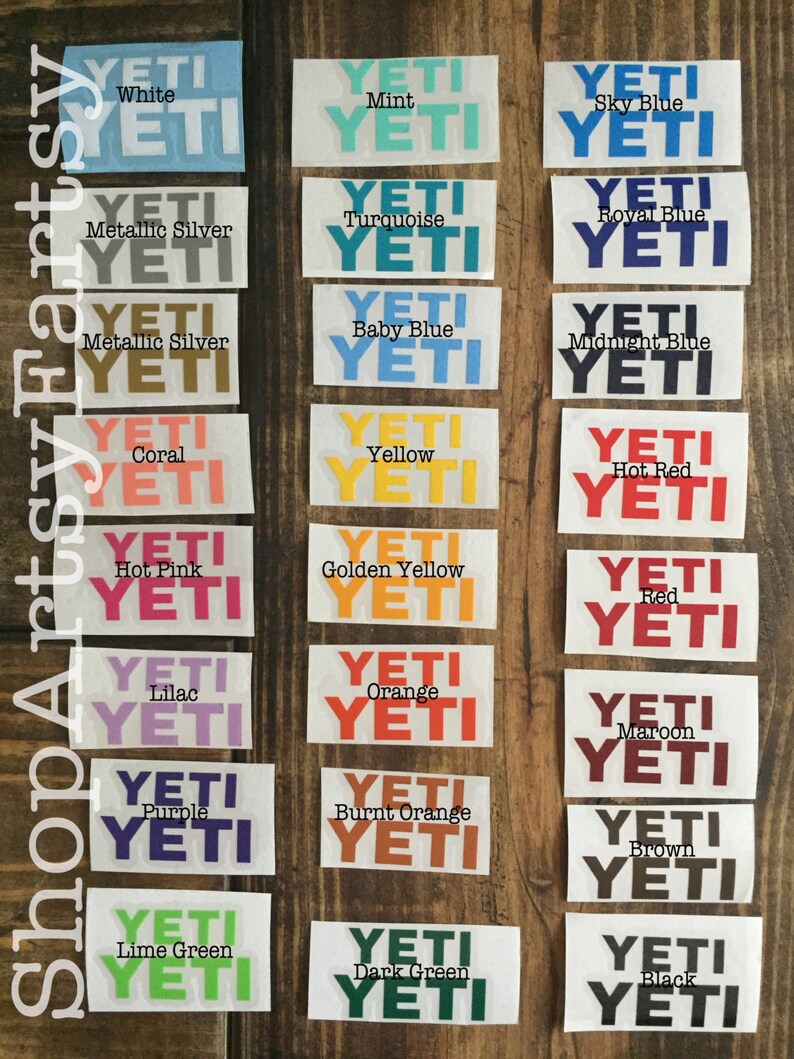 YETI Decal Set lid and Cup Decals Ships Quick - Etsy