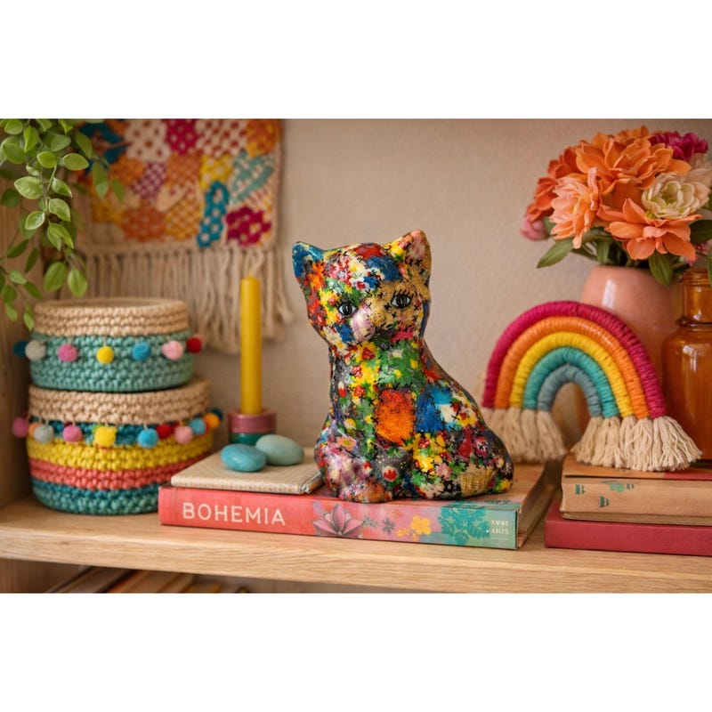 Vintage Wood Cat Figurine - Etsy
