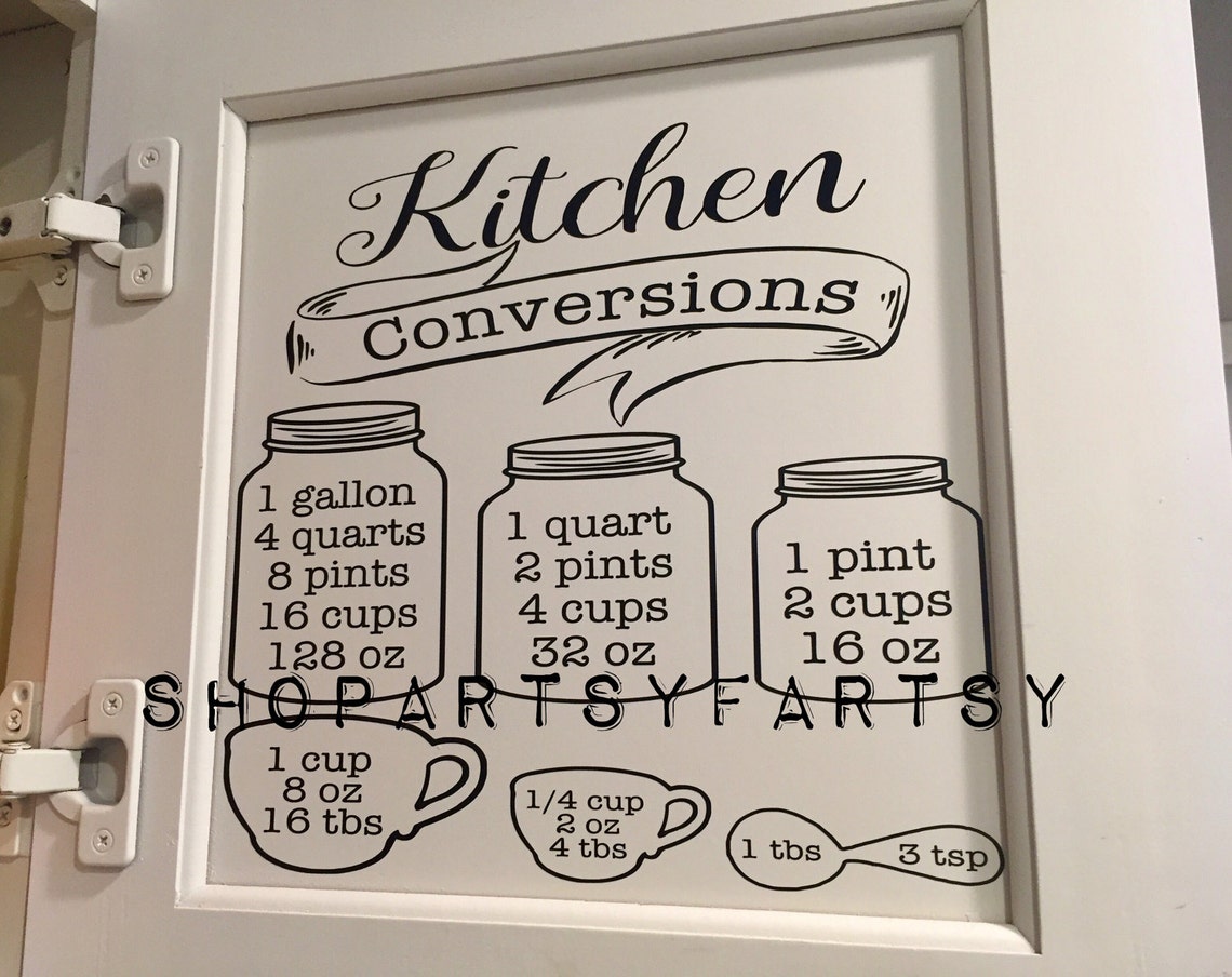 Kitchen Conversion Chart Decal for Your Kitchen for | Etsy