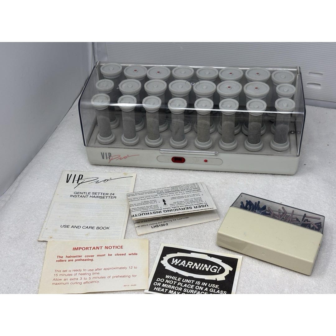 VIP Pro VINTAGE in Box Gentle Setter 24 Hair Roller Flocked Rollers ...