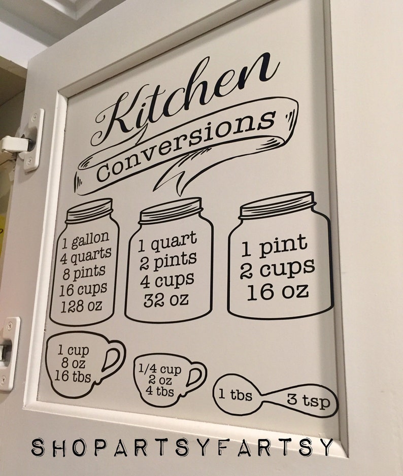 Kitchen Conversion Chart Decal for Your Kitchen for | Etsy