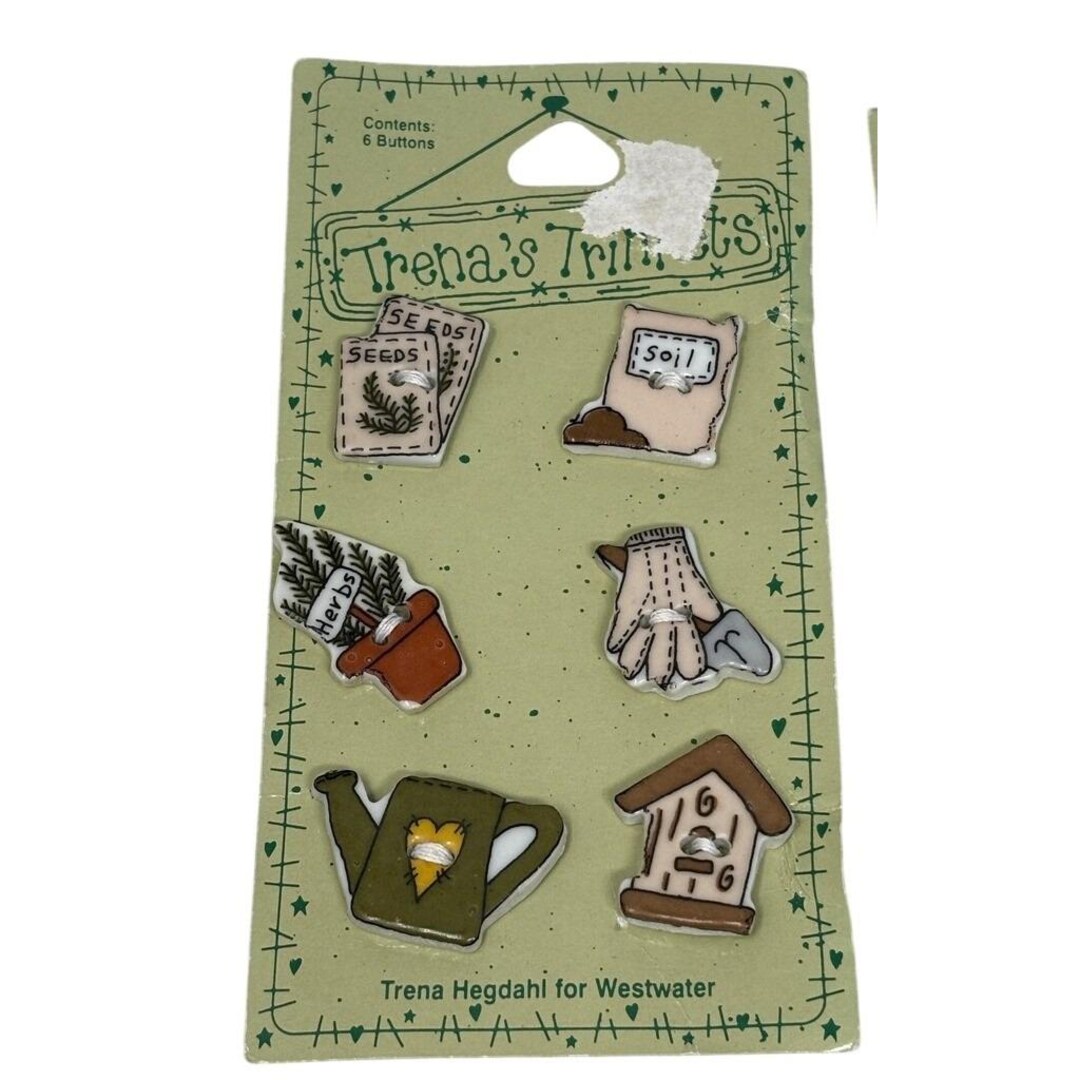 Vtg 90s Trena's Trinkets 6 Colorful Ceramic Garden Buttons Trena ...