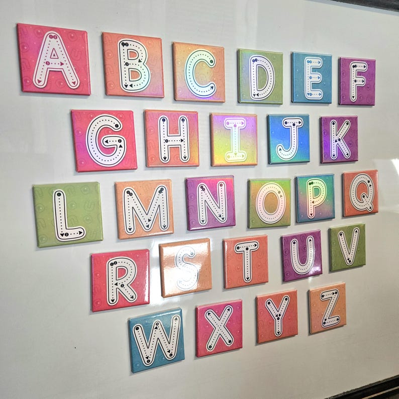 Holographic Alphabet Letter Formation Magnets, Sensory ABC Spelling Kit ...