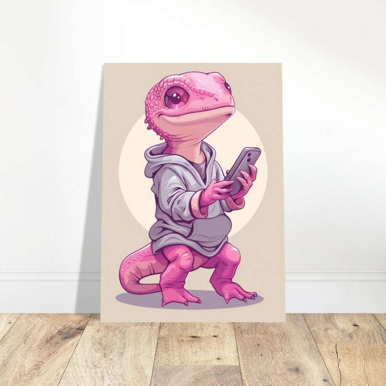 Gen Z Lizard Print Cute Pink Lizard Poster, Fun Wall Decor, Animal ...