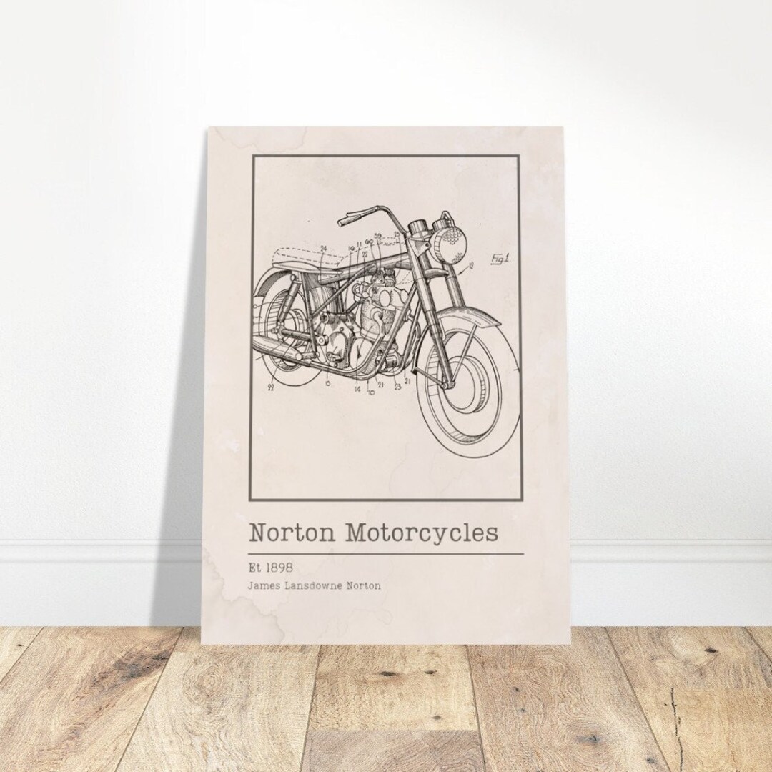 Norton Motorcycles Blueprint Poster Vintage Patent Art Classic Norton ...