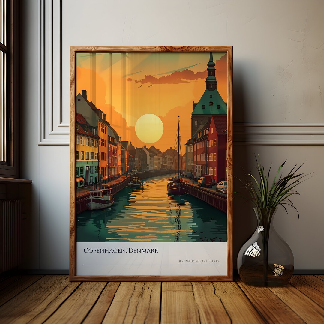 Copenhagen Denmark Sunset Poster, Copenhagen Travel Poster, Denmark ...