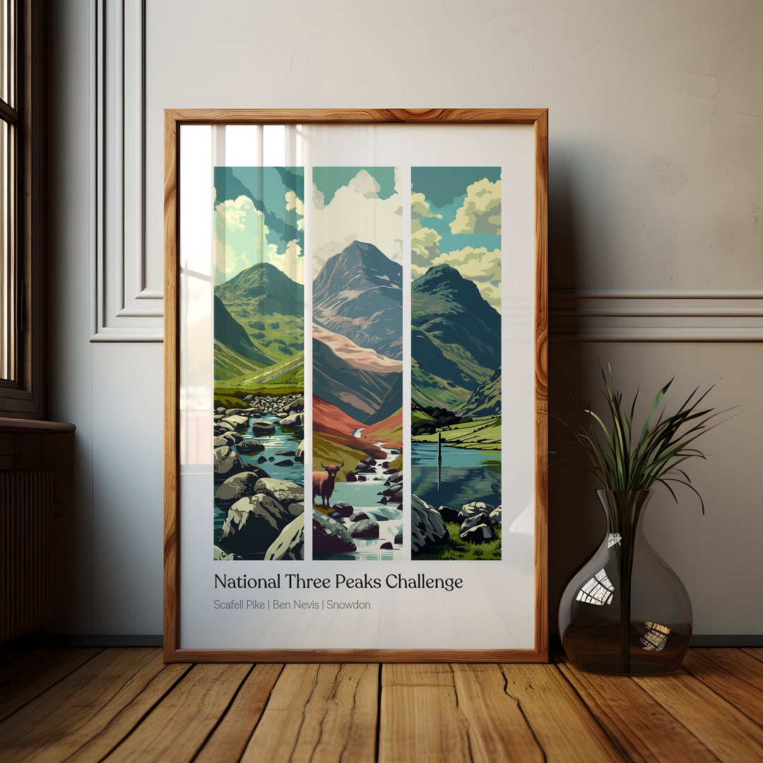 National Three Peaks Poster Poster | Snowdon, Scafell Pike, Ben Nevis ...
