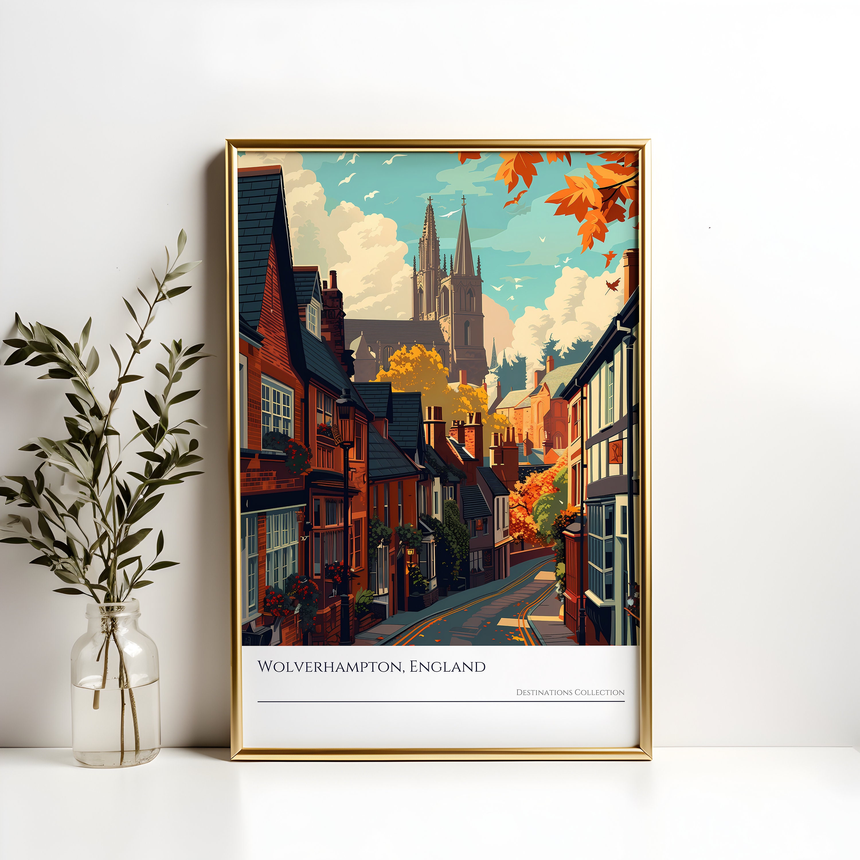 City Backstreet Wolverhampton Poster, West Midlands Wall Art ...