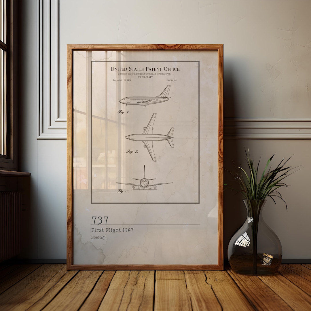 Boeing 737 Poster, Patent Print Boeing Poster, Pilot Gift, Aircraft ...