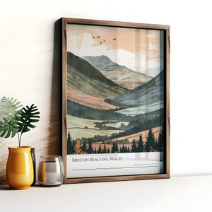 Brecon Beacons Welsh Landscape Poster, Cymru Landscape Artwork, Brecon ...