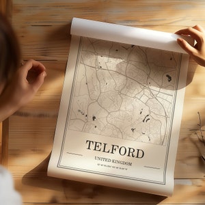 Telford Map Poster | Minimalist City Map Print | Black and White Urban ...
