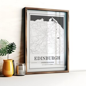 Edinburgh Map Poster | Minimalist City Print | Black and White Urban ...