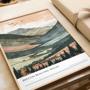 Brecon Beacons Welsh Landscape Poster, Cymru Landscape Artwork, Brecon ...