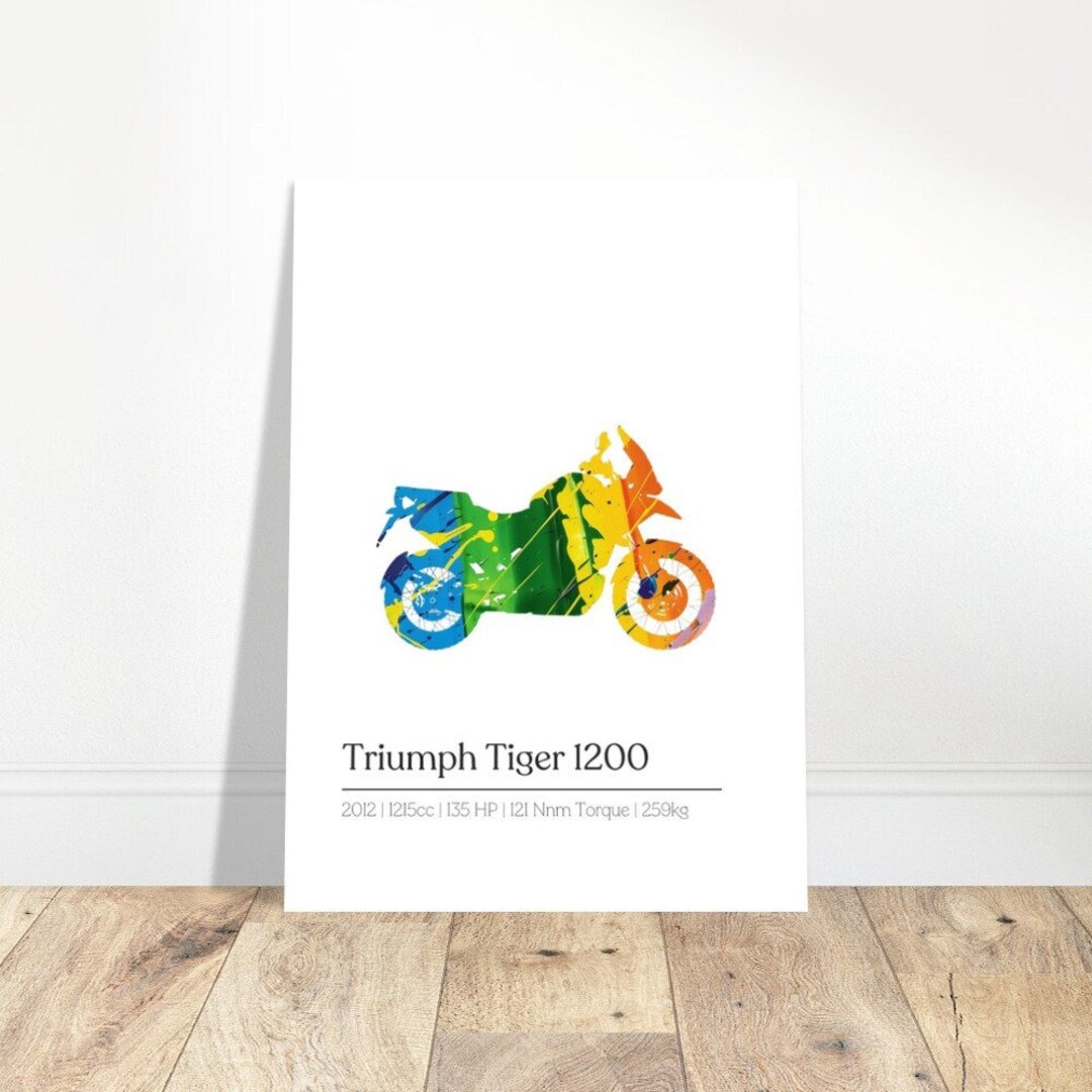 Triumph Tiger 1200 Adventure Motorcycle Wall Art Colourful Bike Print ...