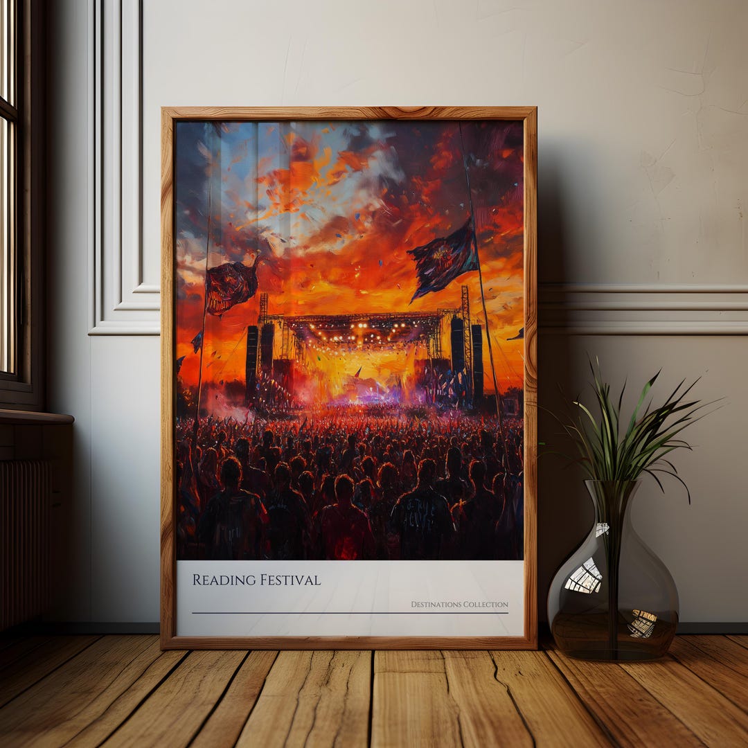 Reading Festival Sunset Poster, Reading Festival Oil Painting Art, Fest ...