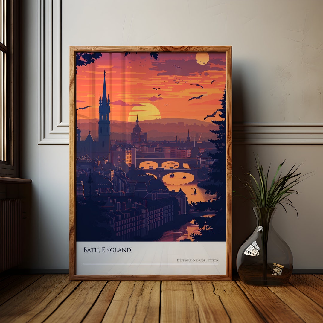 Bath England Sunset Poster, Bath City Wall Art, England City Poster ...