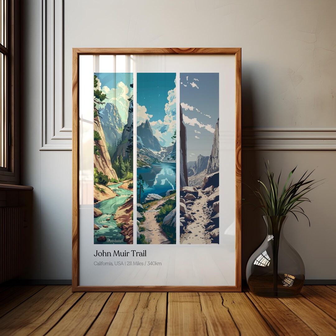 John Muir Trail Poster: California Trek Art, Yosemite Print - Etsy