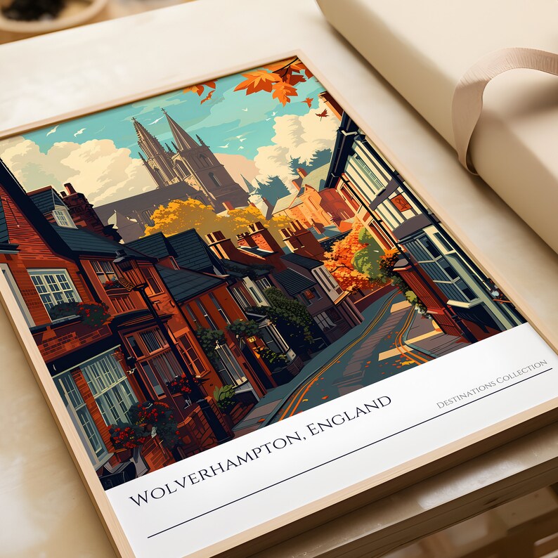 City Backstreet Wolverhampton Poster, West Midlands Wall Art ...