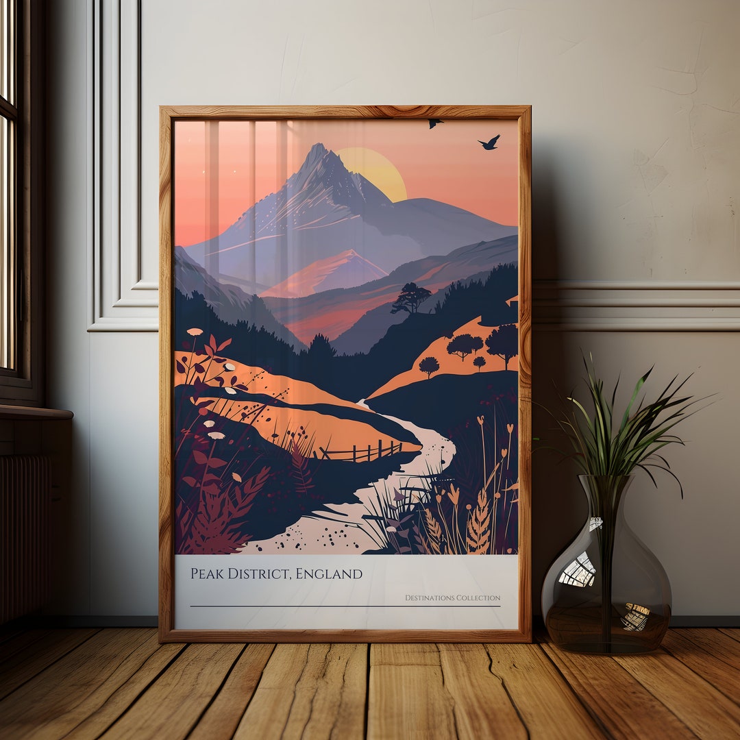 Peak District National Park Sunset Poster, Derbyshire Peak District Art ...