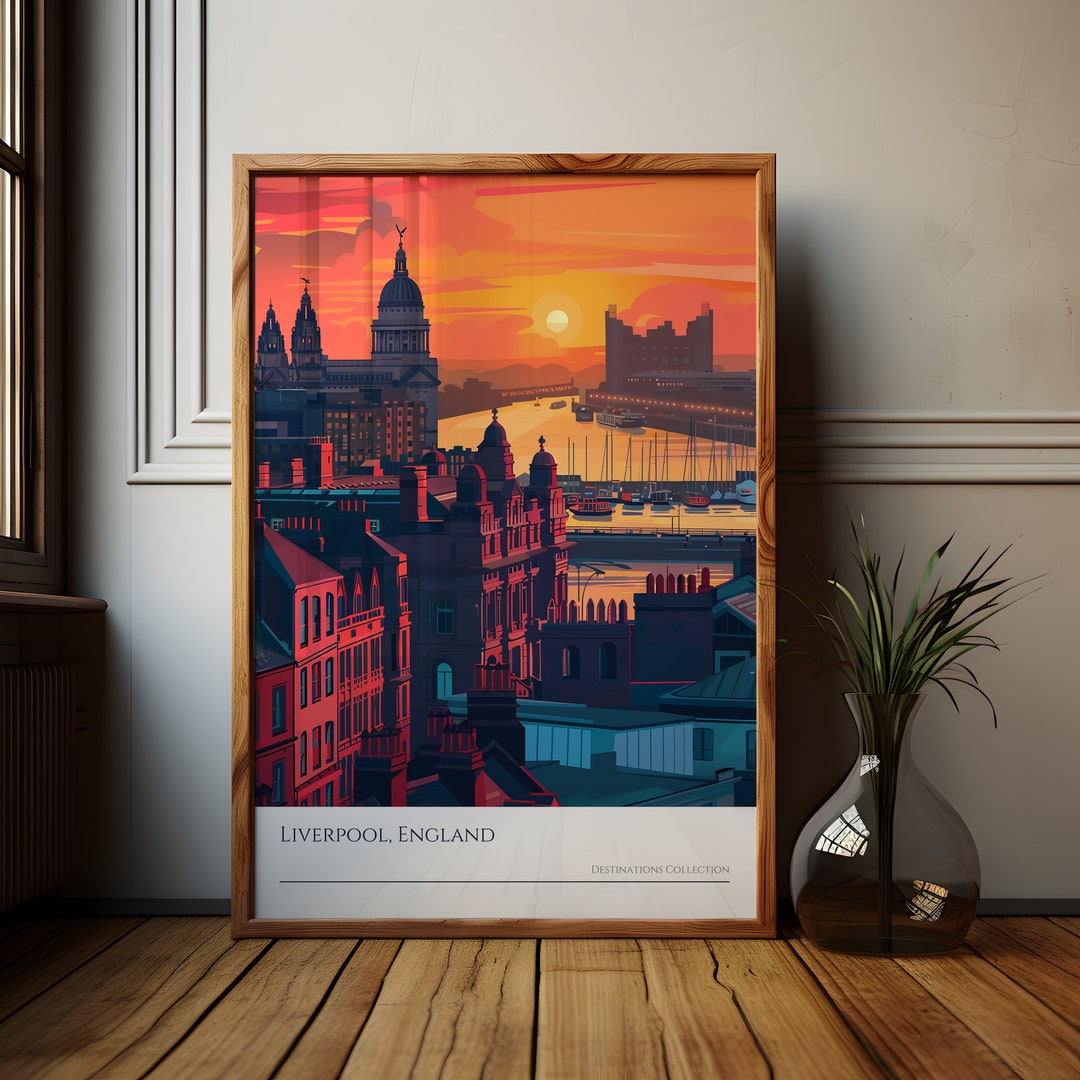 Liverpool Waterfront Sunset Poster, Liverpool England Sunset Poster ...