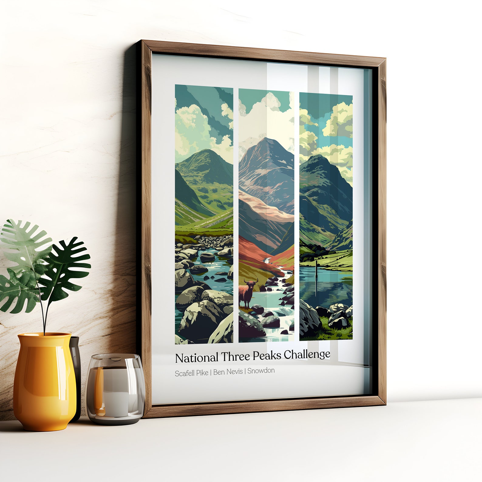 National Three Peaks Challenge Art Print: UK Mountain Poster - Etsy