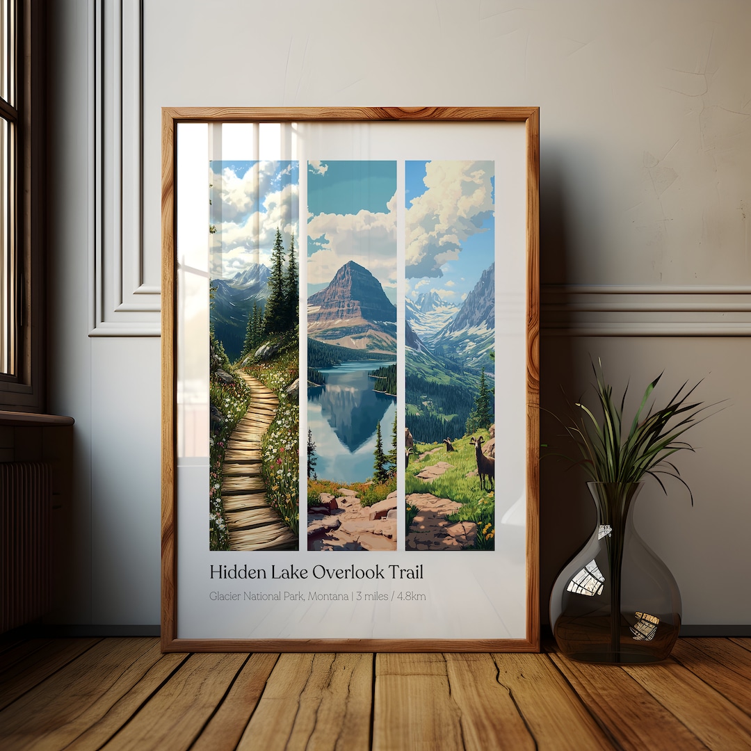 Glacier National Park Poster: Hidden Lake Overlook Hiking Art - Etsy