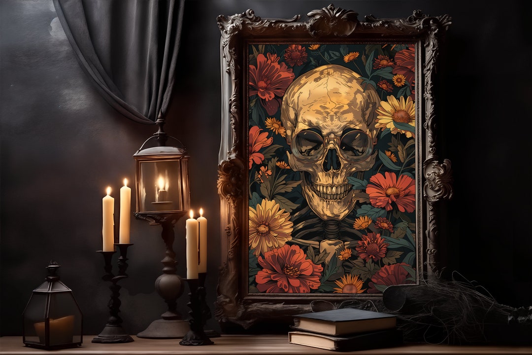 William Morris Skull Art Poster: Gothic Floral Skeleton Print - Etsy