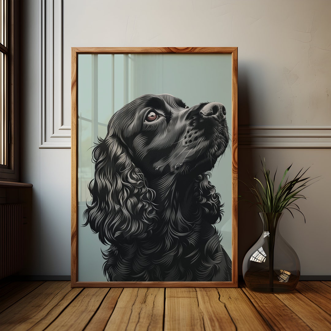 Black Cocker Spaniel | Dog Art Print, Cocker Spaniel Portrait, Elegant ...