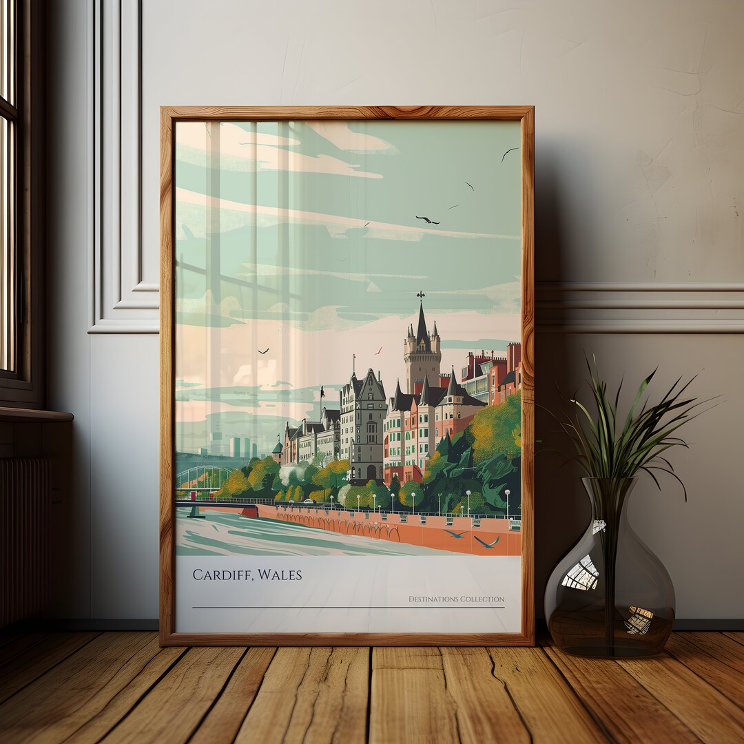 Cardiff by the Sea Poster, Cardiff City Wall Art, Wales Travel Print ...